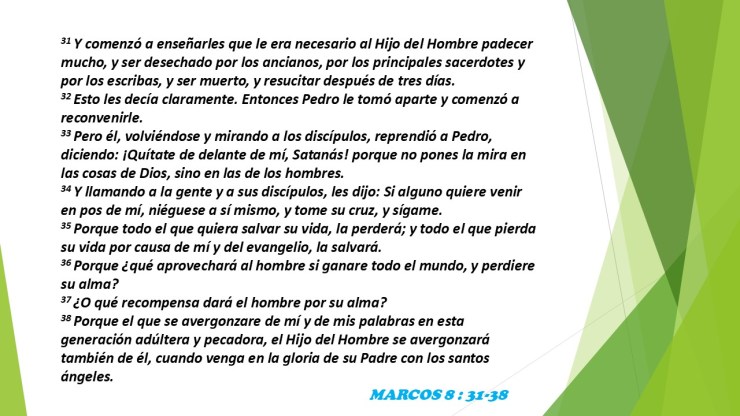 Marco 8:31-38 – La vida como Discípulos según Dios y el hombre ...